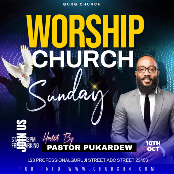 church ad, church flyer, church social media template, church service ...