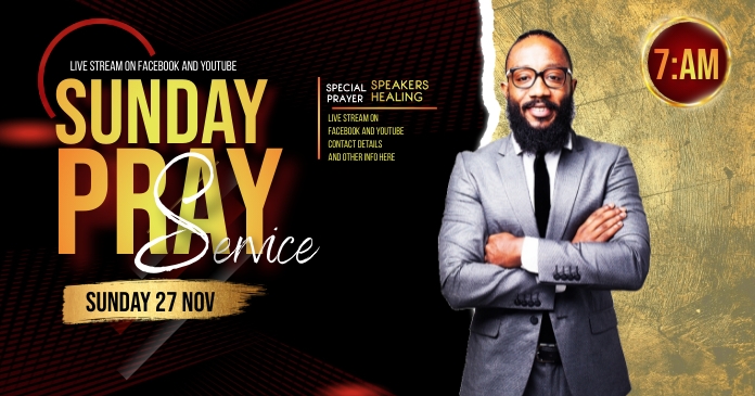 De Plantilla de Diseño de Culto de Domingo de Anuncio de Iglesia de ...