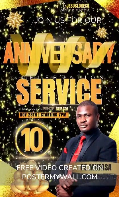 Church Anniversary celebration service templa Template | PosterMyWall