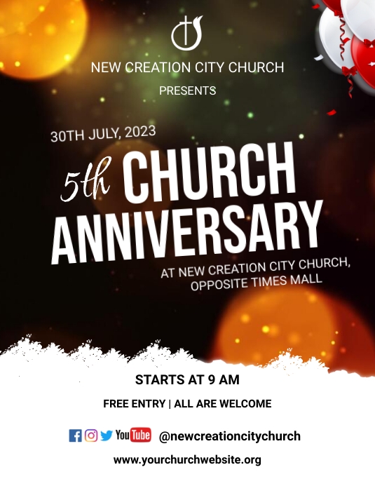 CHURCH ANNIVERSARY POSTER Template | PosterMyWall