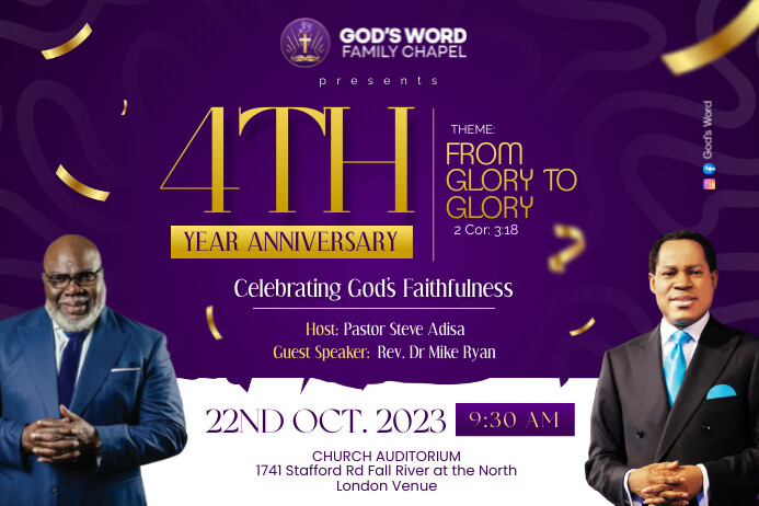 Church Anniversary Poster Template | PosterMyWall