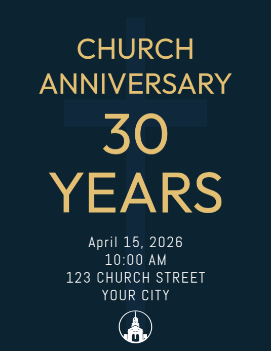 Church Anniversary Poster Template – 30 Years Celebration Church Event ...