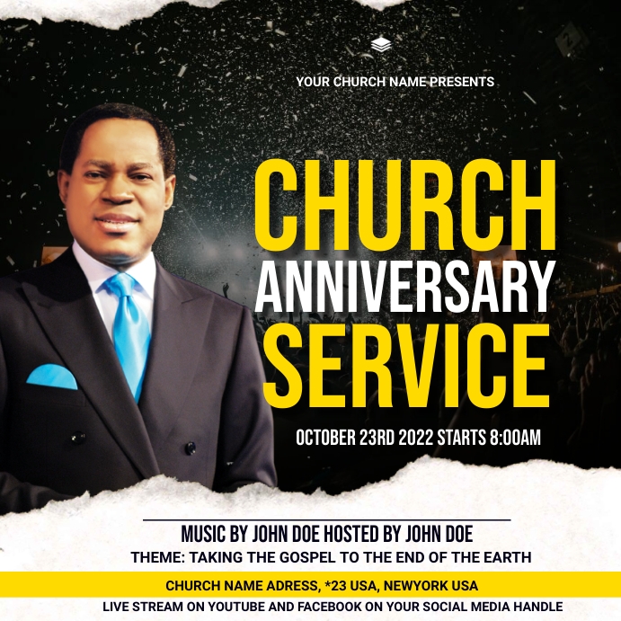 church anniversary service Template | PosterMyWall