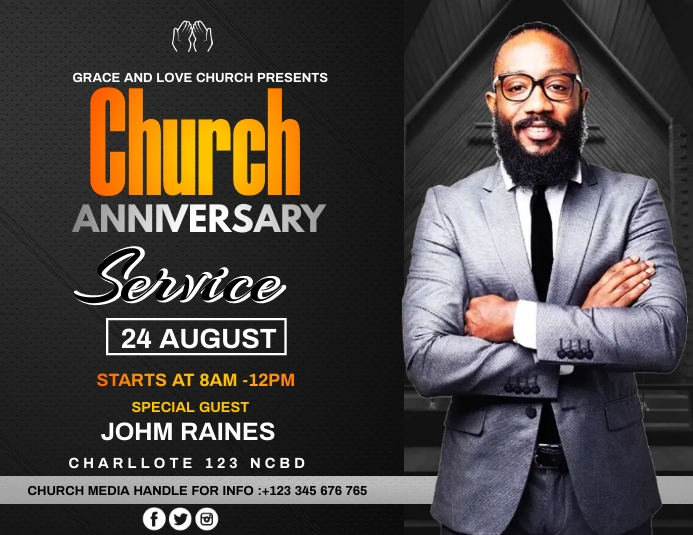 church anniversary service Template | PosterMyWall
