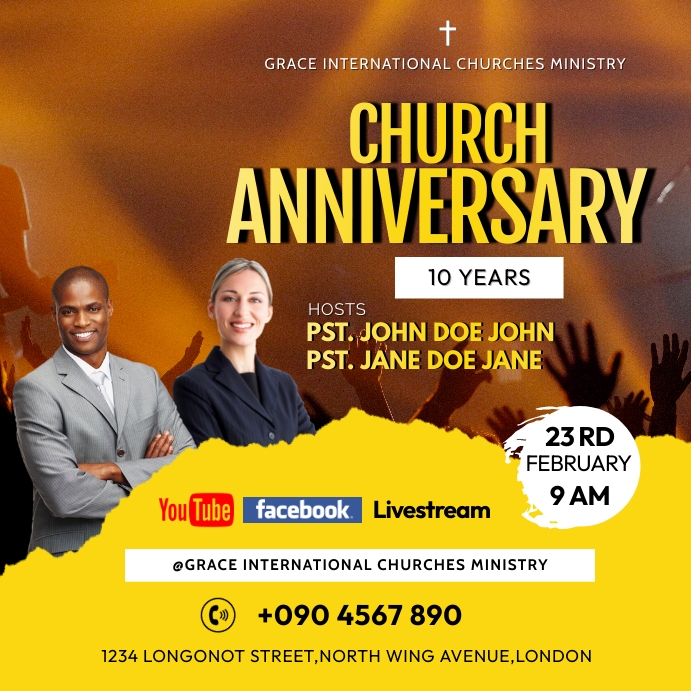 CHURCH ANNIVERSARY SERVICE FLYER Template | PosterMyWall