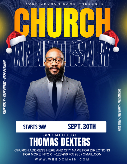 Church anniversary service flyer Template | PosterMyWall