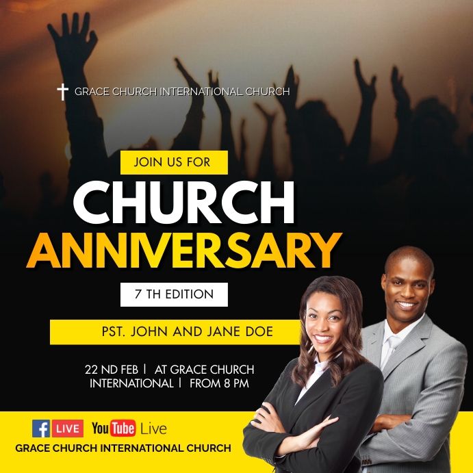 CHURCH ANNIVERSARY SERVICE FLYER Template | PosterMyWall