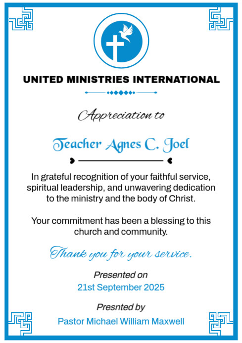 Church Appreciation Certificate Template | PosterMyWall