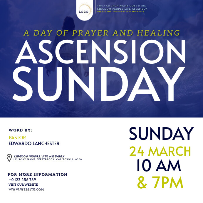 CHURCH ASCENSION SUNDAY INVITE TEMPLATE | PosterMyWall