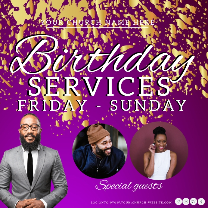 church birthday service design template | PosterMyWall