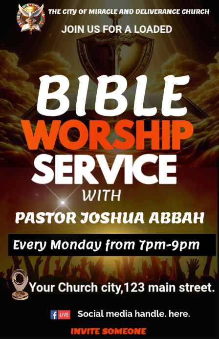 Bible Worship Service Tabloid Template | PosterMyWall