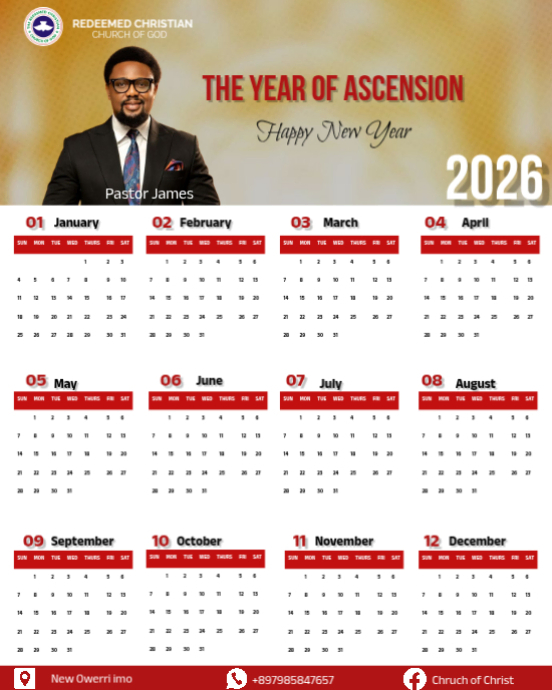 Plantilla de church calendar 2026 calendar | PosterMyWall