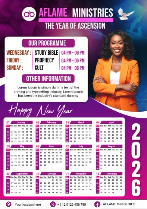 Church calendar 2026 Template | PosterMyWall