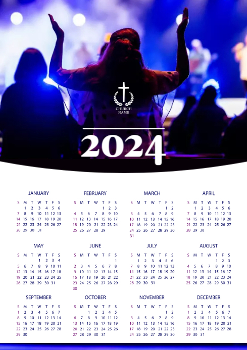 church calendar design, Church 2024 calendar Template | PosterMyWall