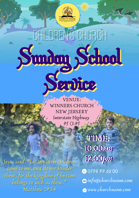 CHURCH CHILDREN'S CHURCH SUNDAY SCHOOL AD | PosterMyWall
