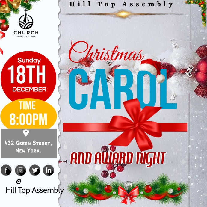 Church Christmas Carol Template | PosterMyWall