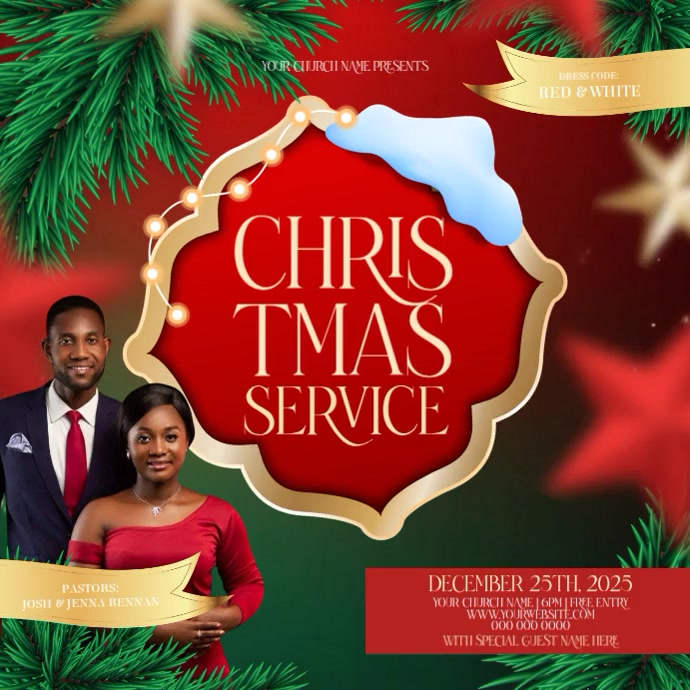 Church Christmas eve service event design Template | PosterMyWall
