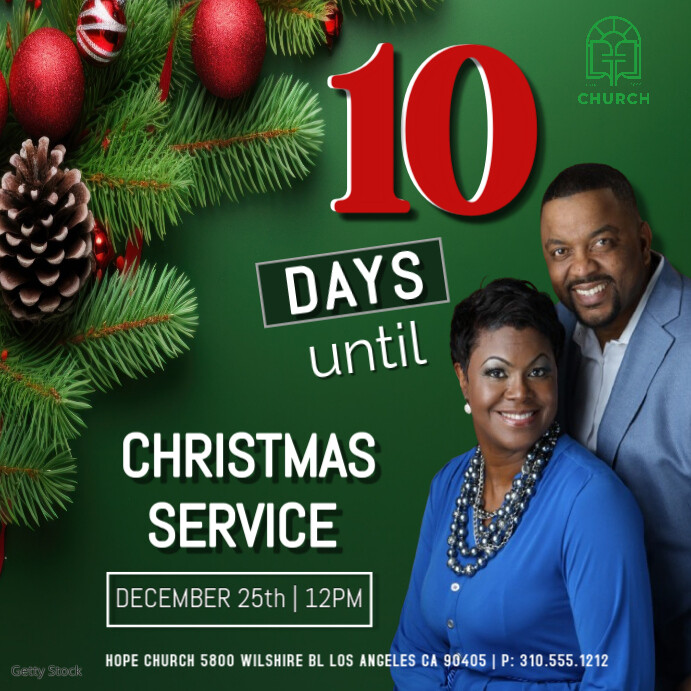 Church Christmas Service Countdown Template | PosterMyWall