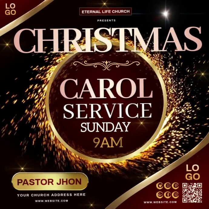 Plantilla de CHURCH CHRISTMAS SERVICE TEMPLATE | PosterMyWall
