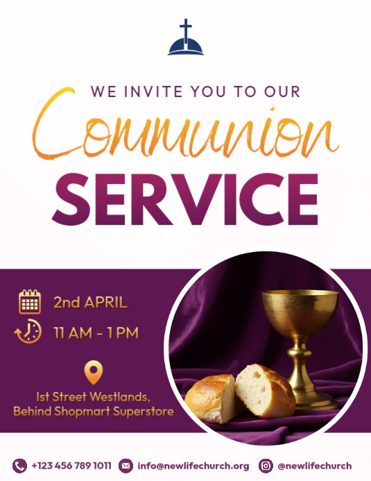 Church Communion service flyer Template | PosterMyWall