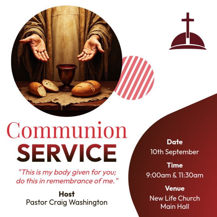 Church communion Sunday flyer template | PosterMyWall