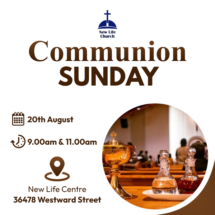 Church Communion Sunday service Template | PosterMyWall
