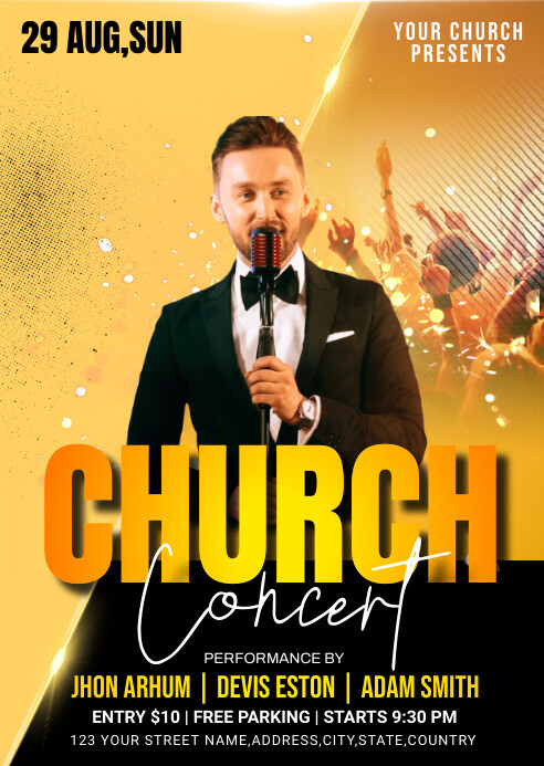 church concert poster flyer Template | PosterMyWall