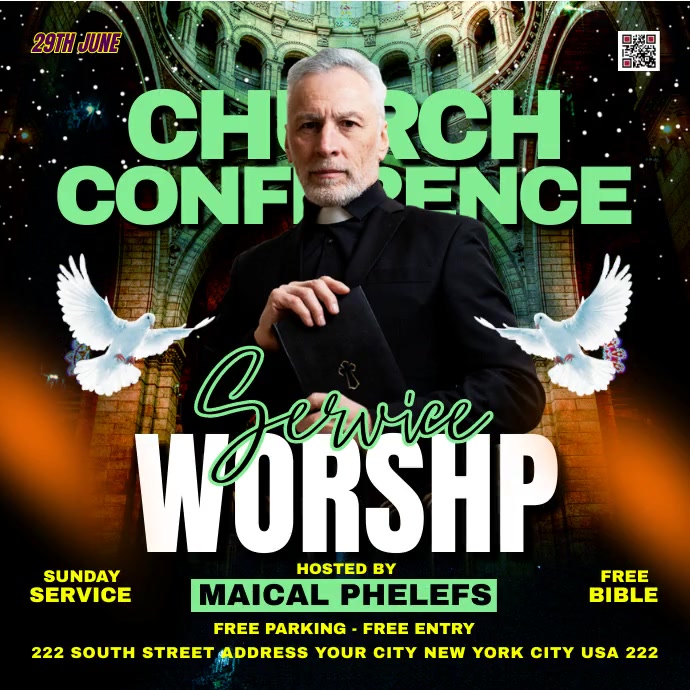church conference worship service video flyer Template | PosterMyWall