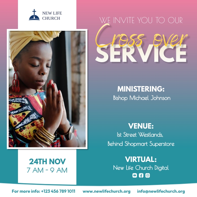 Church Cross over Service Flyer Template | PosterMyWall