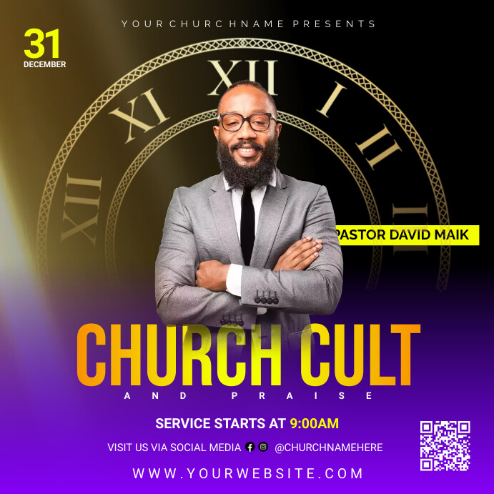 church cult background purple Template | PosterMyWall