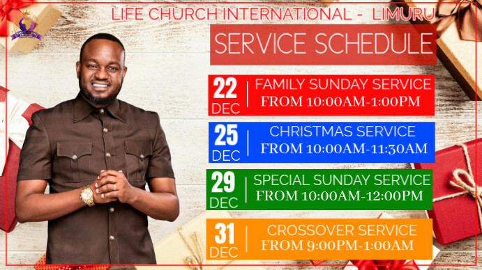 Church December Schedule Digital Display (16:9) Template | PosterMyWall