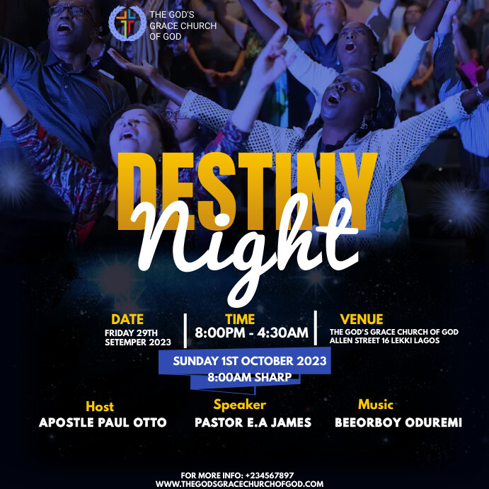 Church Destiny Night flyer Template | PosterMyWall