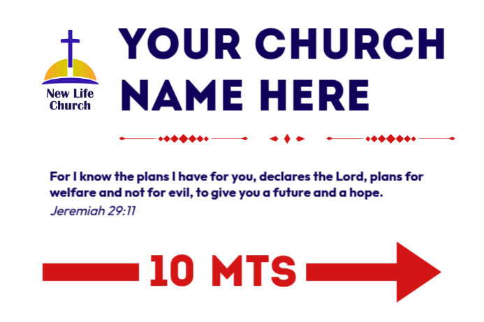 church direction sign post billboard print Template | PosterMyWall