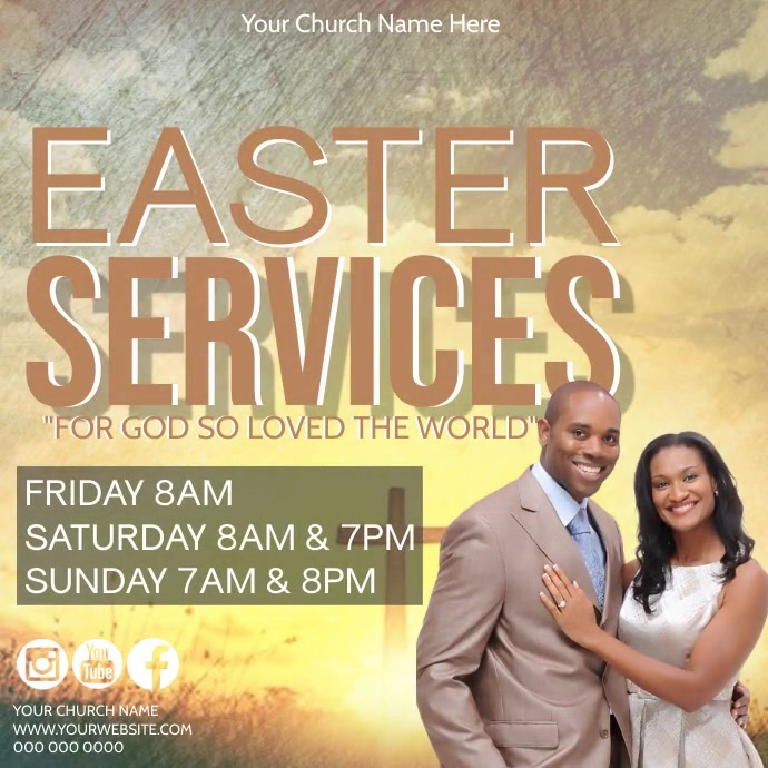 CHURCH EASTER SERVICE DESIGN TEMPLATE | PosterMyWall