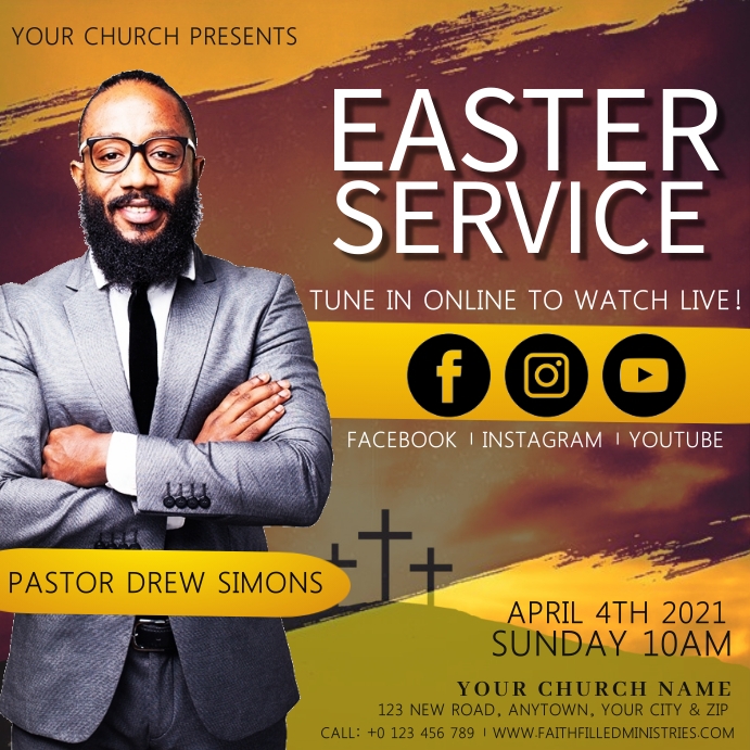 CHURCH EASTER SERVICE SERMON TEMPLATE | PosterMyWall