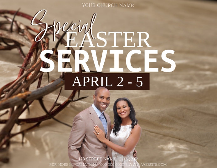 Church EASTER SERVICES Flyer Template | PosterMyWall