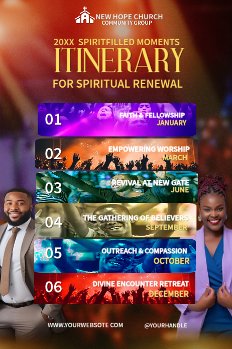 Church Event Itinerary Poster | 202X Spiritual Renewal Schedule ...