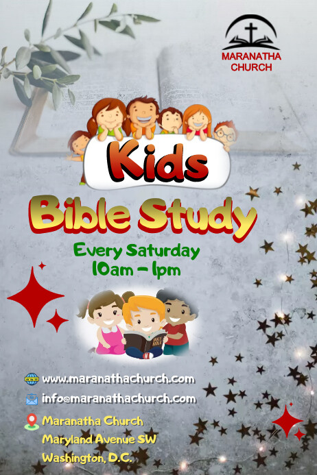 Church Event Kids Children Bible Study flyer Template | PosterMyWall