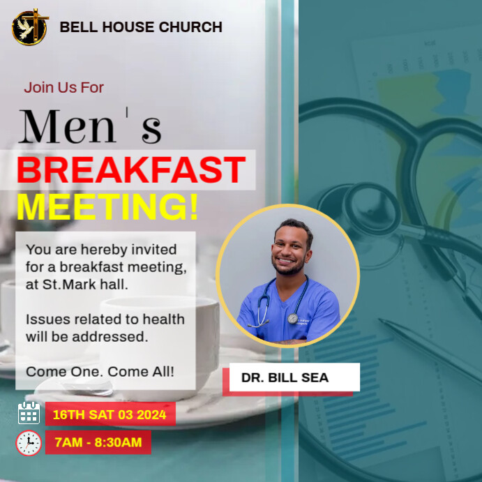 Copy of CHURCH EVENT MEN'S BREAKFAST POSTER | PosterMyWall