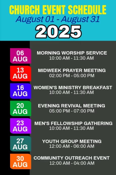 Copy of Church Event Schedule Ads | PosterMyWall