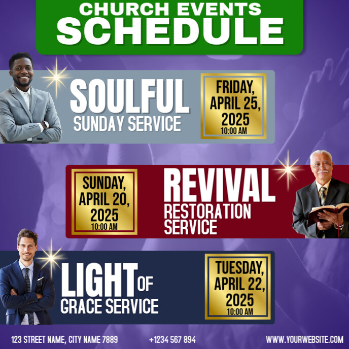 CHURCH EVENT SCHEDULE Template | PosterMyWall
