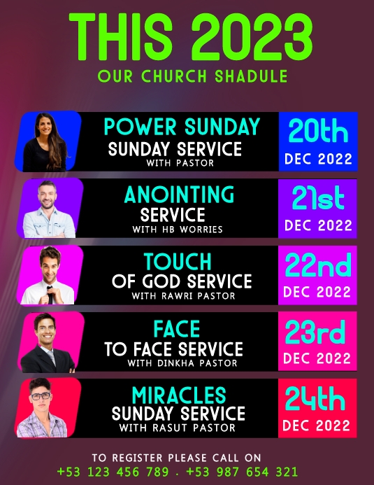 church event schedule template | PosterMyWall