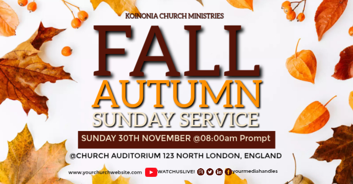 CHURCH FALL AUTUMN EVENT DESIGN TEMPLATE | PosterMyWall