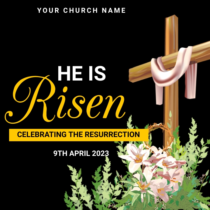 Copy of church flyer, he is risen, easter | PosterMyWall