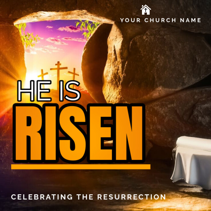 church flyer, he is risen, easter Template | PosterMyWall