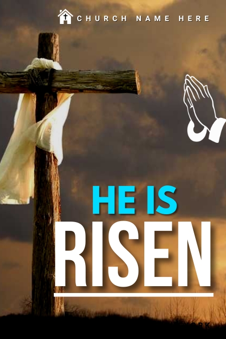 church flyer, he is risen, easter Template | PosterMyWall