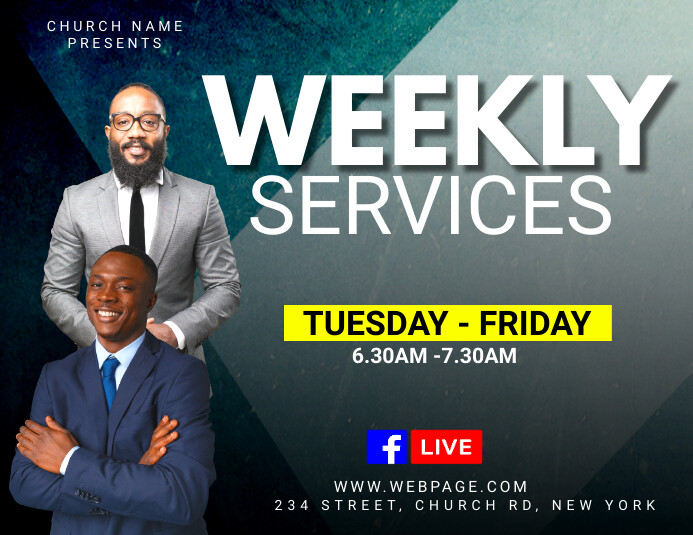 church flyer, weeky services Template | PosterMyWall
