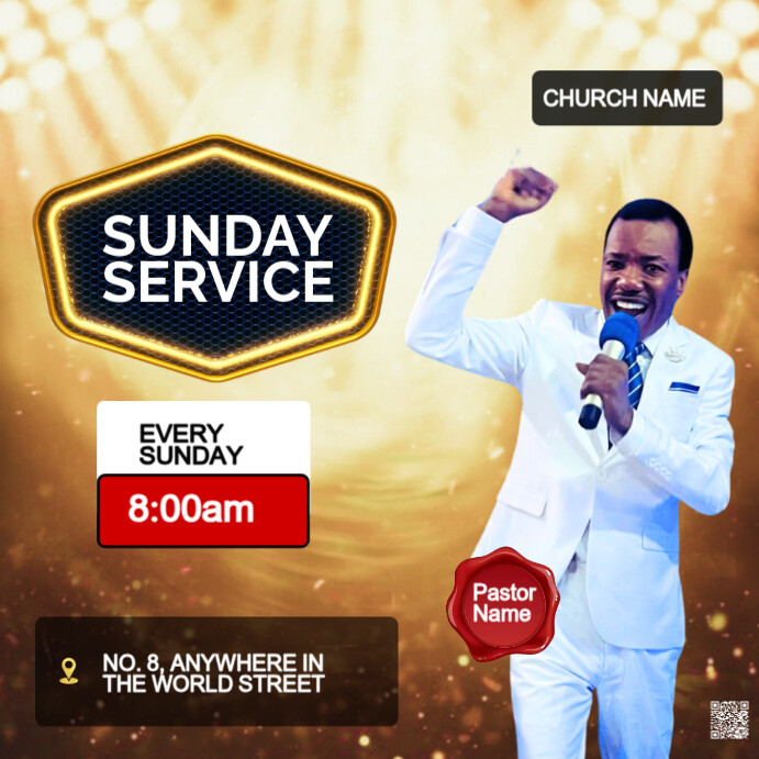 Copy of Golden Sunday Service Church Flyer | PosterMyWall