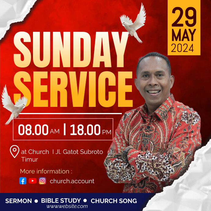 Copy of church flyer sunday service red gradient | PosterMyWall