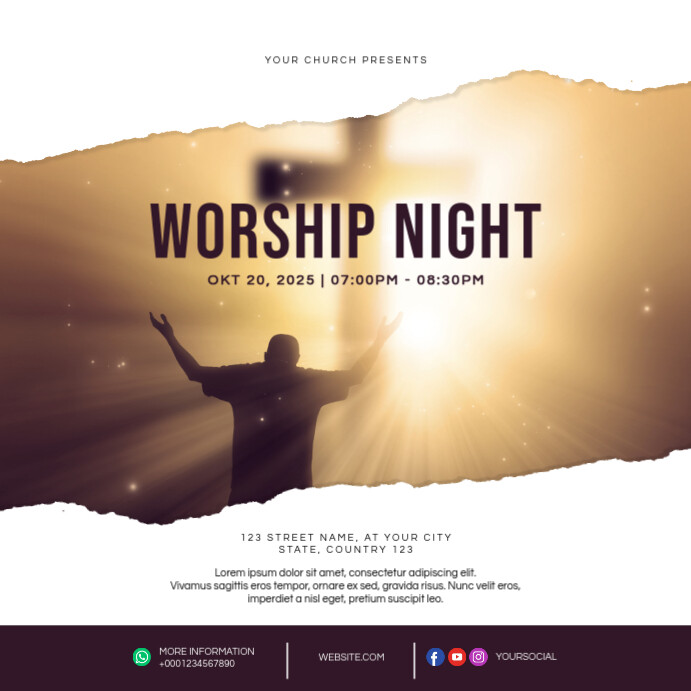 Church Flyer Worship Night Template | PosterMyWall